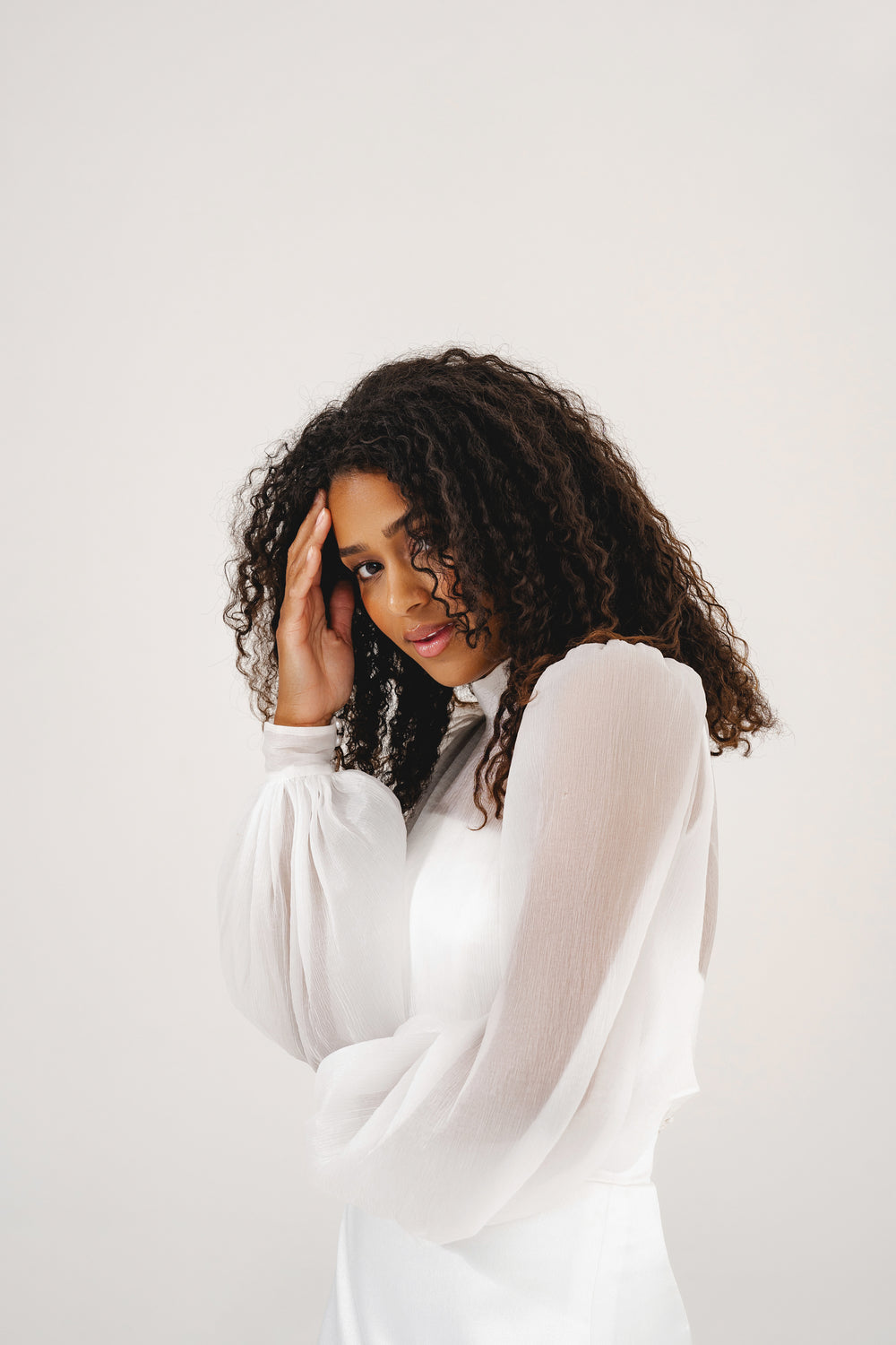 JOJO JACKET | High Neck Crinkle Chiffon Bridal Jacket